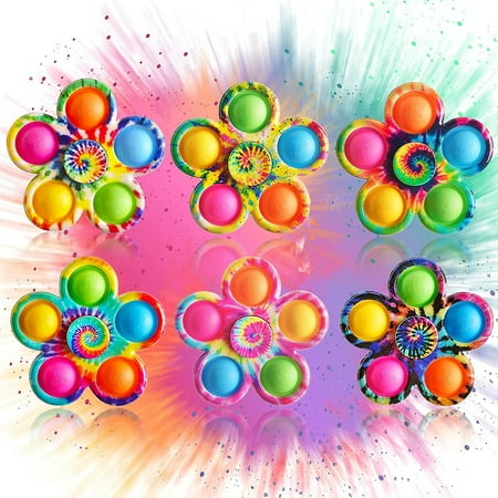 Pop-fidget-spinner-popper-toy, 6 Packs Tie-dye Pop Fidget Spinner Toy ...