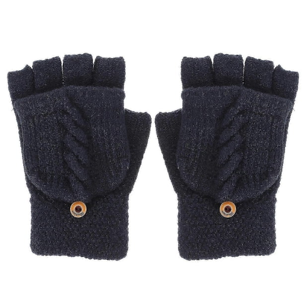 1 Pair Fingerless Gloves Women Warm Knitted Gloves Flap Mittens Half ...