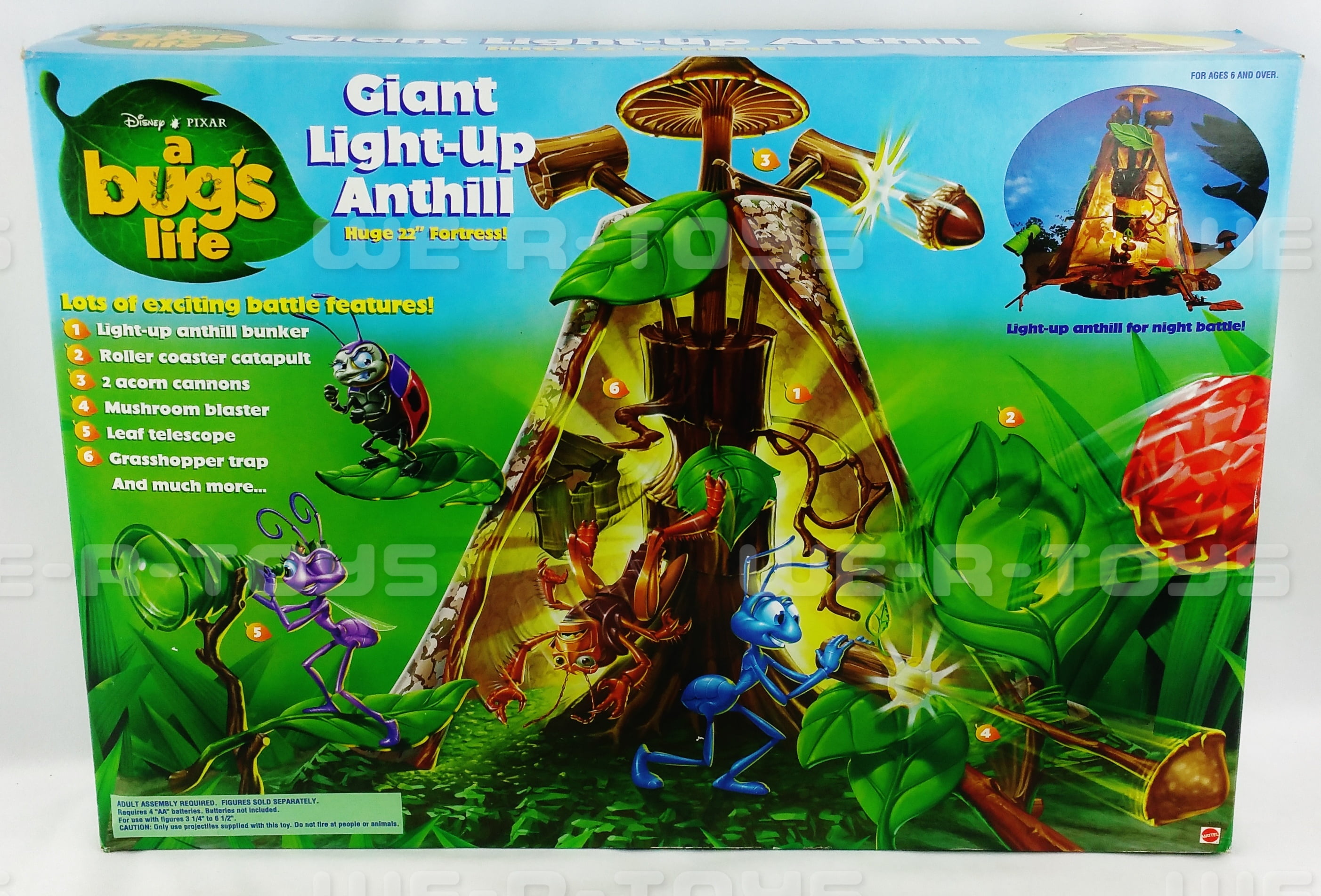 Disney's Pixar A Bug's Life Giant Light-Up Anthill Playset Mattel 1998 ...