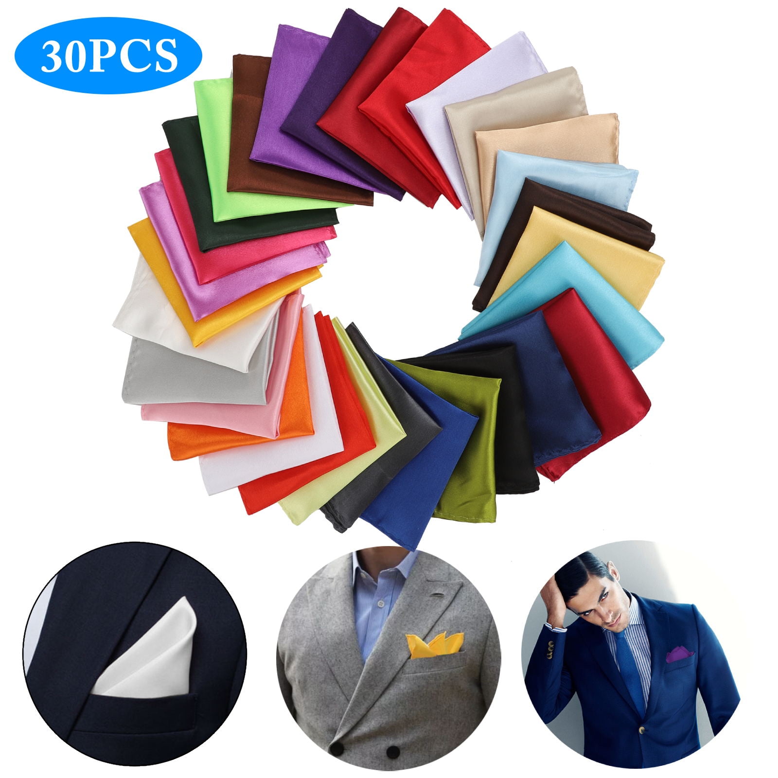 30pcs Handkerchiefs for Men, TSV Soft Polyester Hankies, Assorted ...