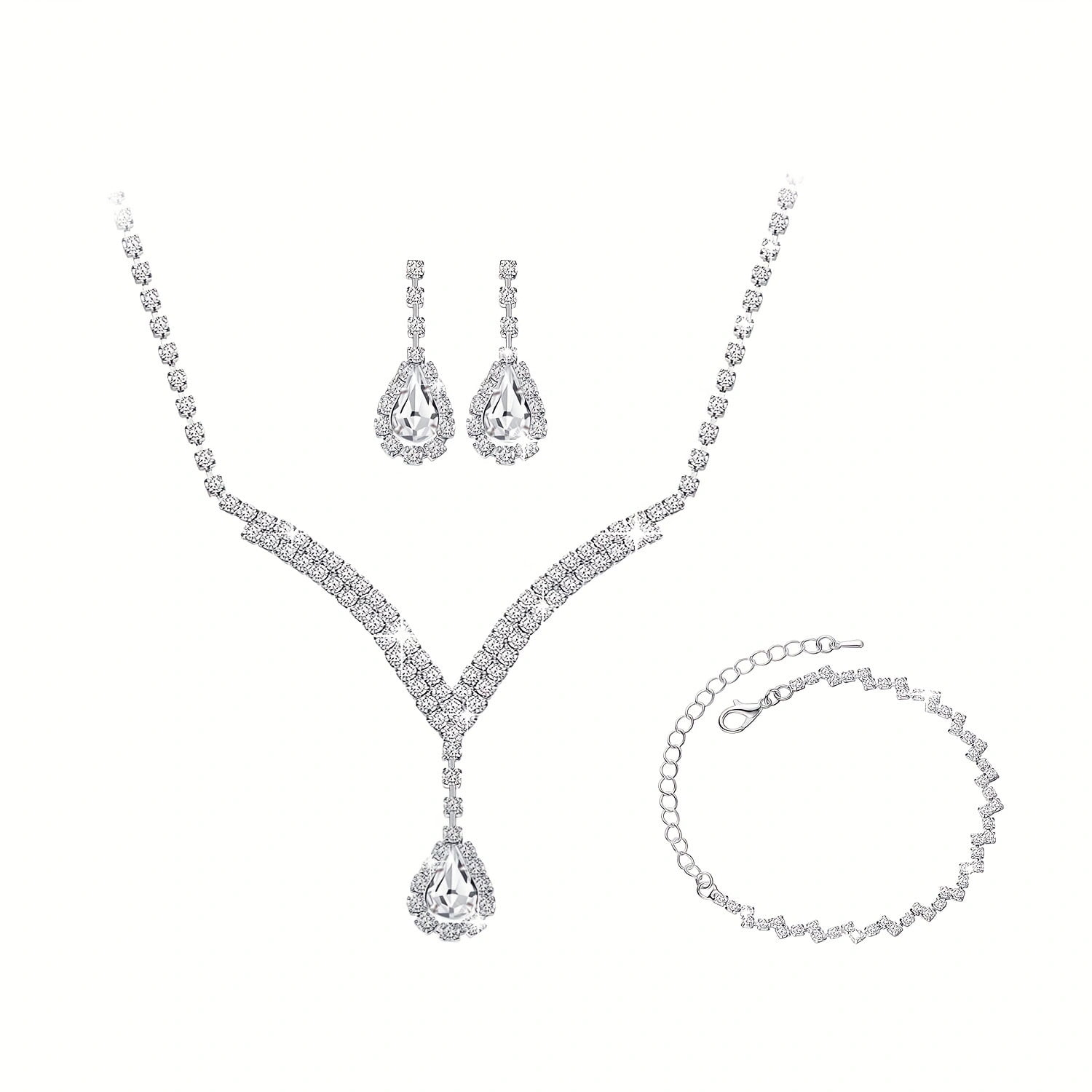 Click here for Zhuge Bridal Wedding Jewelry Set Crystal Necklace... prices