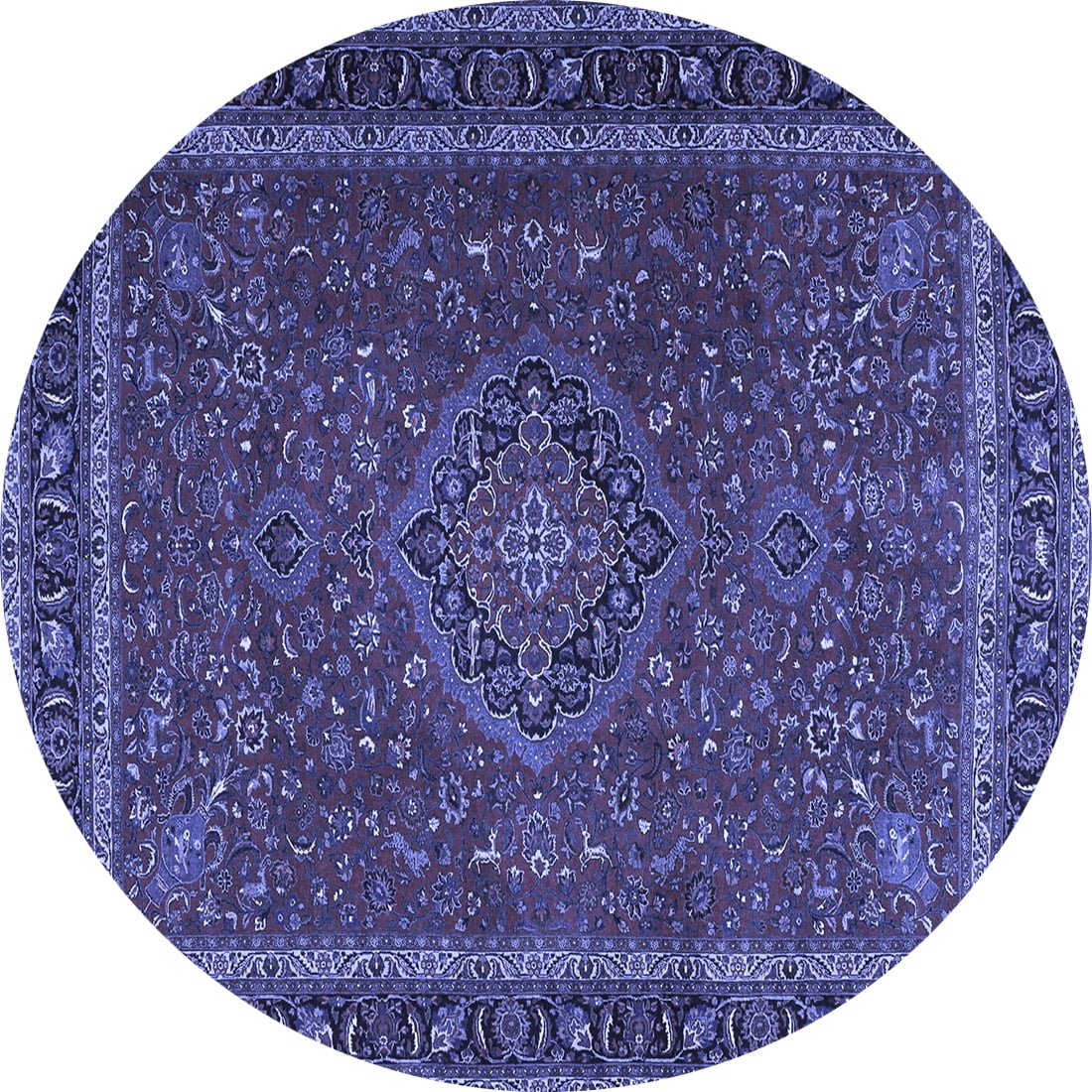 Ahgly Company Indoor Round Persian Blue Traditional Area Rugs, 7' Round ...