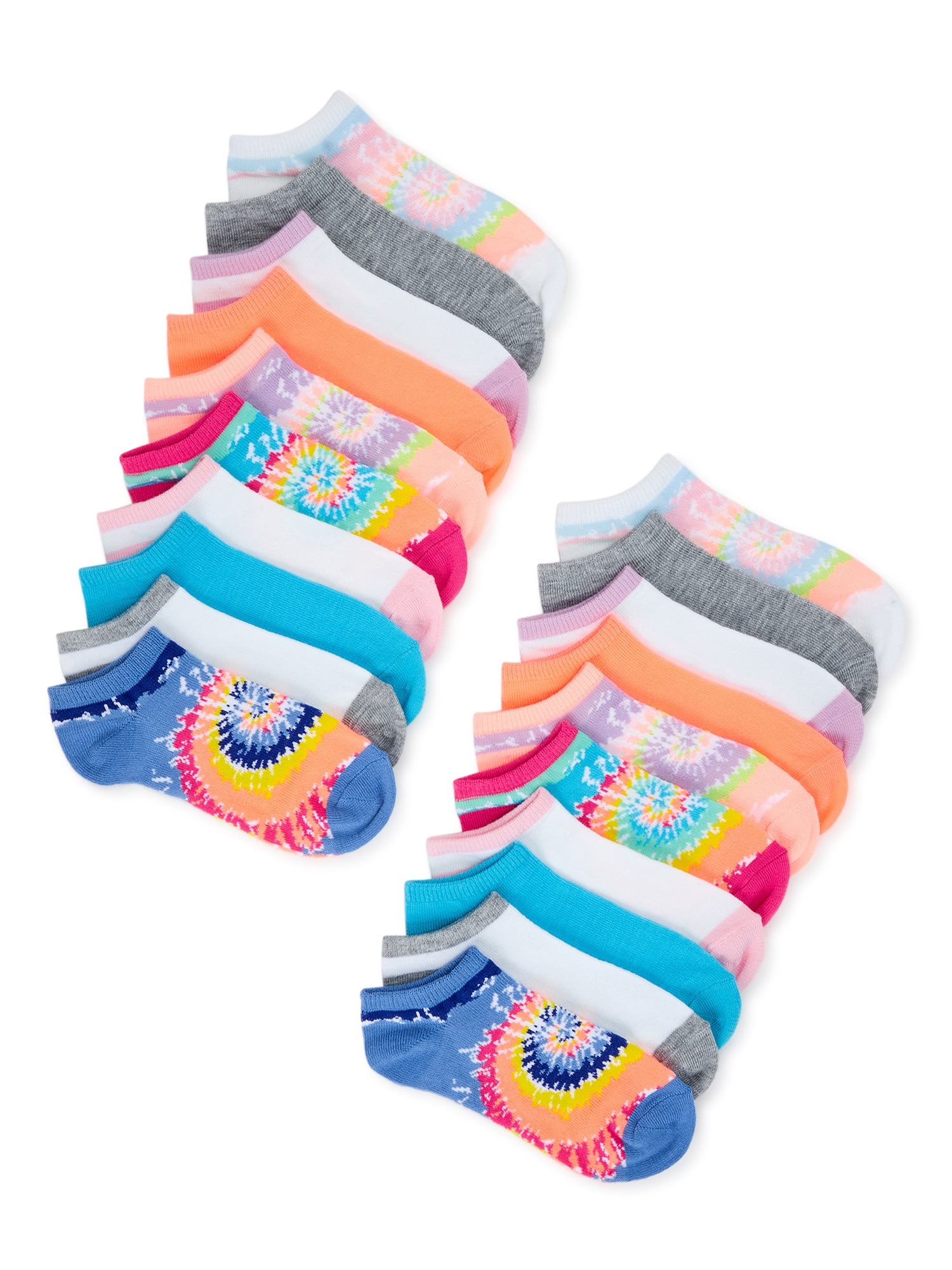 Wonder Nation Girls No Show Socks, 20-Pack, Sizes S-L - Walmart.com