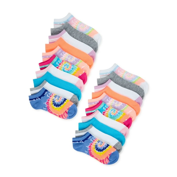 Wonder Nation Girls No Show Socks, 20-Pack, Sizes S-L - Walmart.com