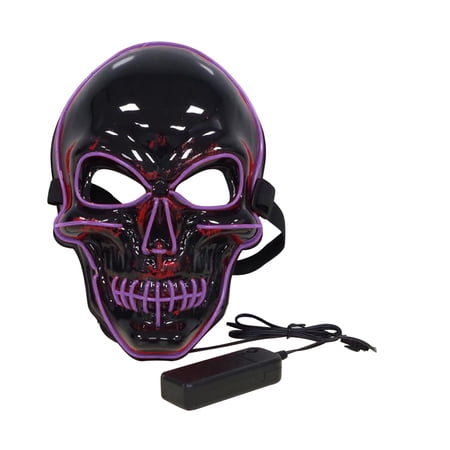 Justharion Halloween Scary Full Face Guard LED Luminous Skeleton Head ...