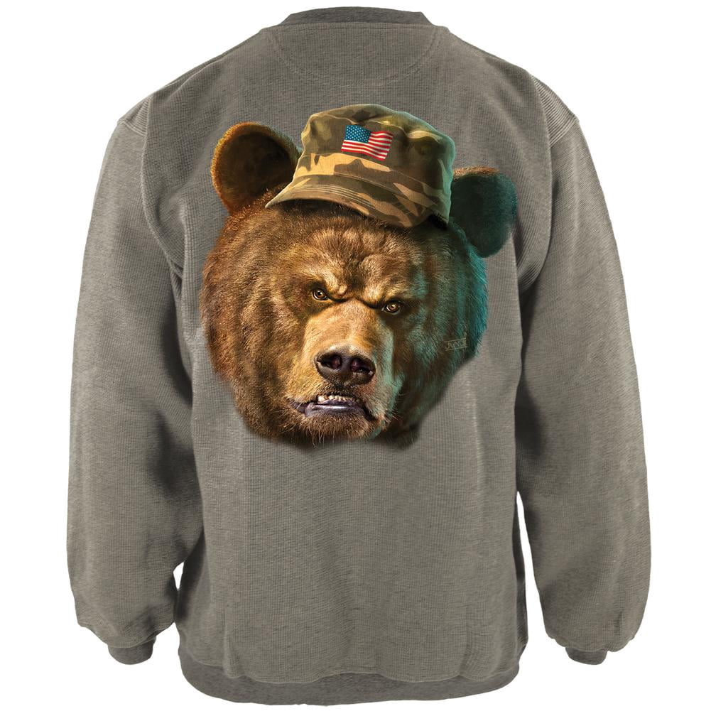 Grumpy Army Bear Henley Mens Pullover Sweatshirt - Walmart.com