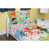 CoComelon 4-Piece Toddler Bedding Set, Cute as a Rainbow, Toddler Bed ...