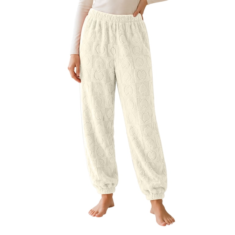 ThriftyPlait Women's Embossed Fleece Jogger Lounge Pants Casual Elastic ...