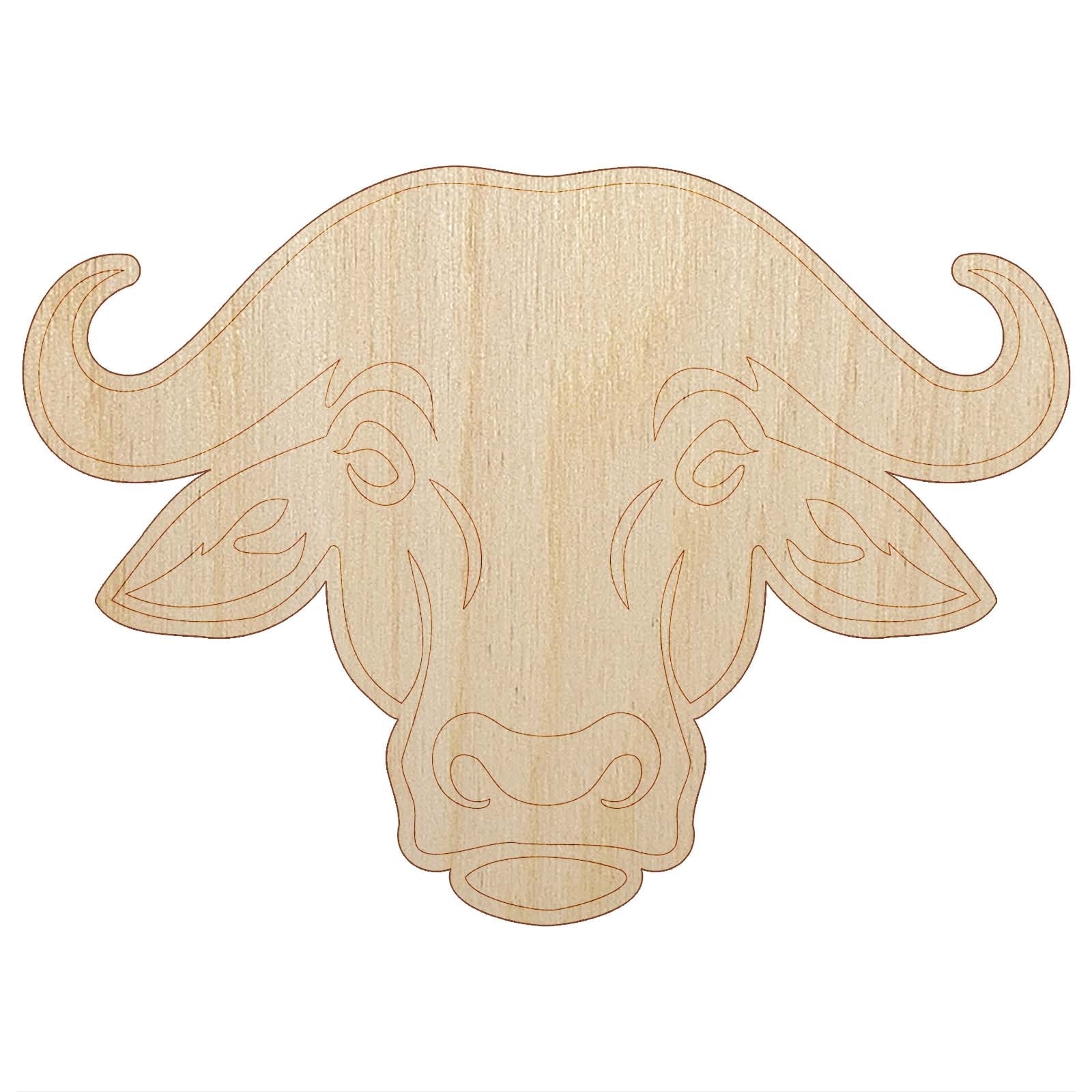 Water Cape Buffalo Bison Ox Wood Shape Unfinished Piece Cutout Craft ...