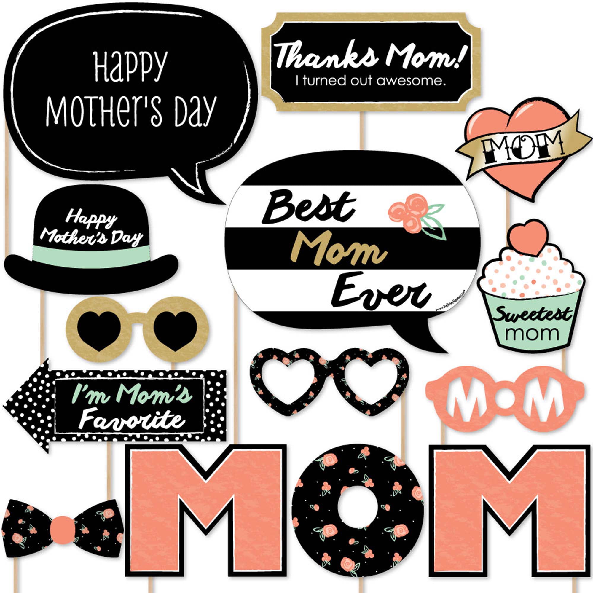 Big Dot of Happiness Best Mom Ever - Mother's Day Photo Booth Props Kit ...