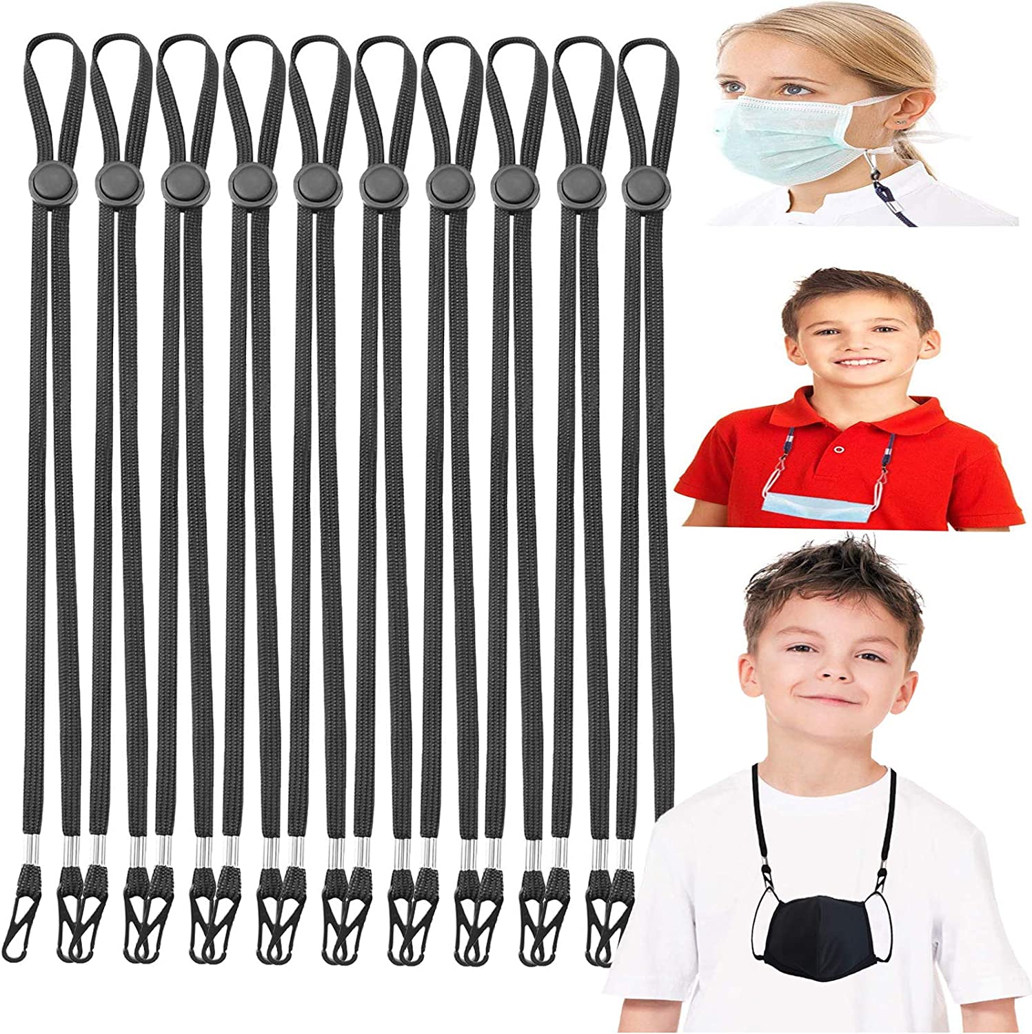 Adjustable Length Face Mask Lanyards for Kids and Adults Safety Mask ...