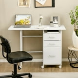 Gymax Foldable Rolling Writing Work Desk with Storage for Home Office ...