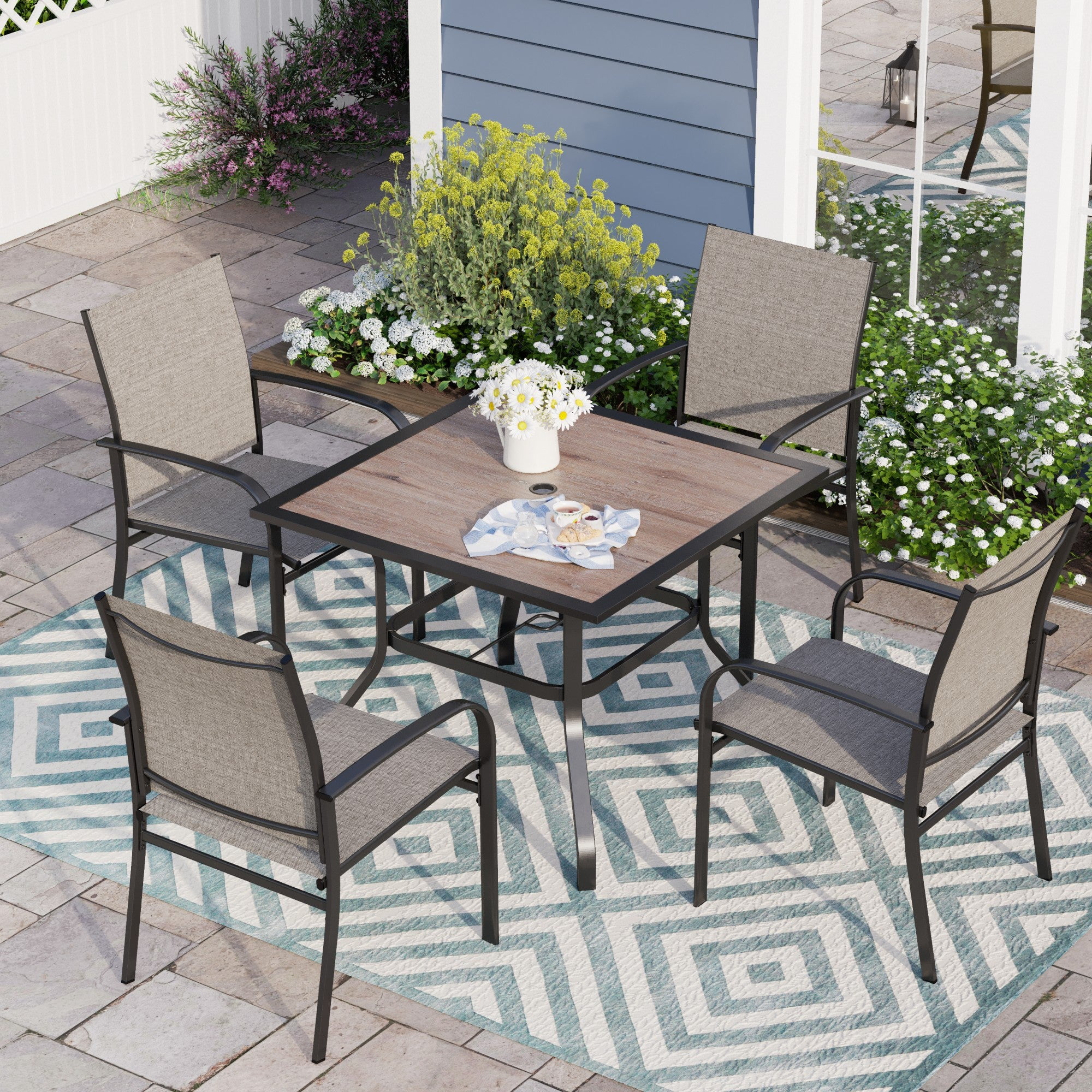 Sophia & William Outdoor 4-Person Dining Set, 5 Piece Patio Furniture ...