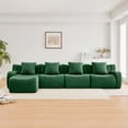 L-Shaped 4-Seat Boneless Sofa,Teddy Fabric No Assembly Required Curved ...