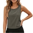 Baeitkot Women's Solid Color Round Neck Top Women's Fashion Solid Color ...