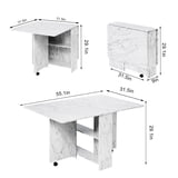 Folding Dining Table with 2 Layers Storage, 3 in 1 Movable Folding ...