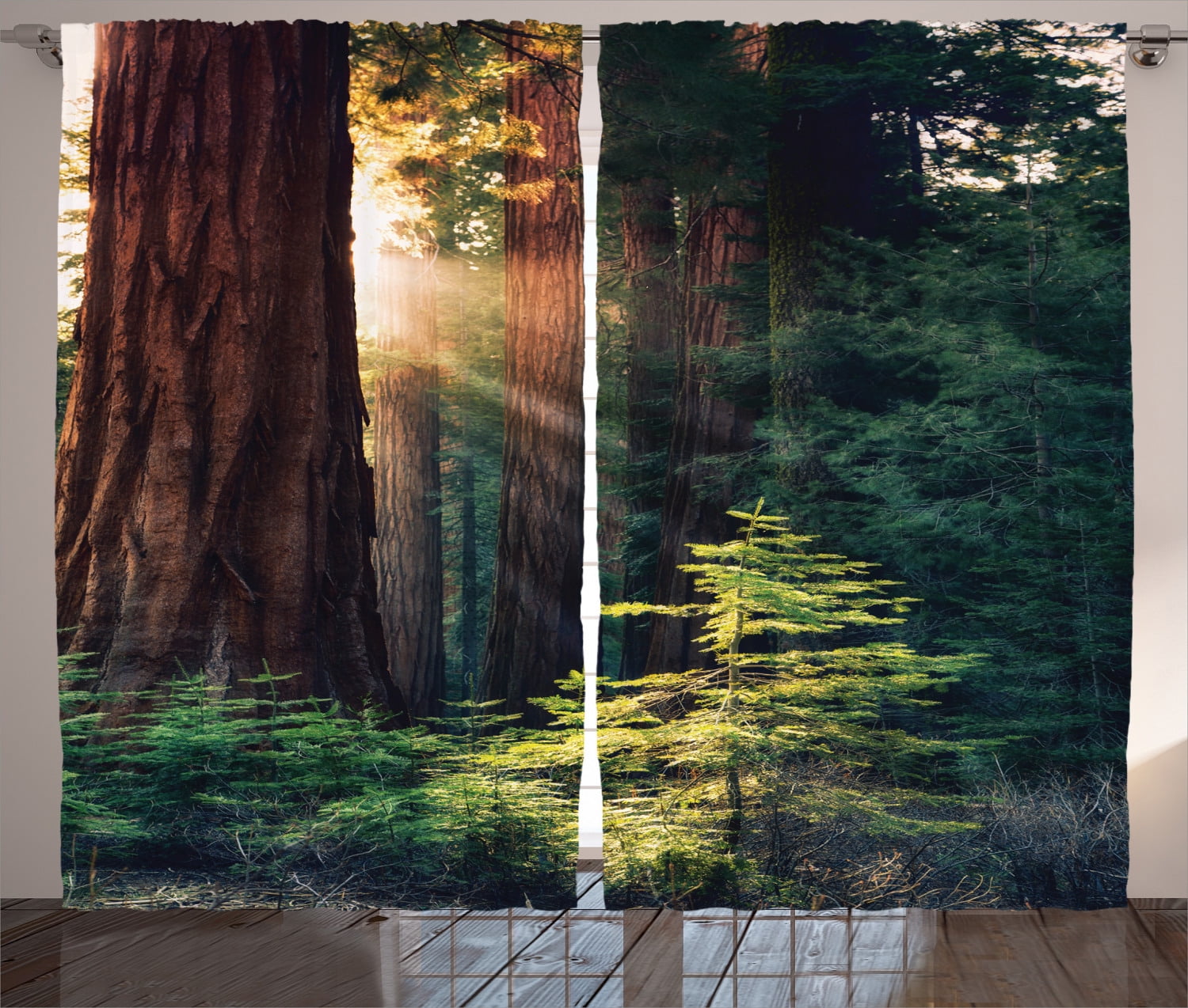 National Parks Home Decor Curtains 2 Panels Set, Morning Sunlight in ...