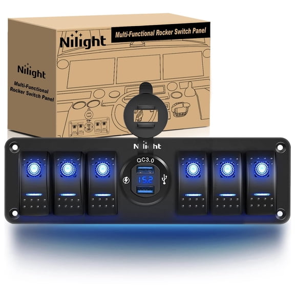 2 Gang Rocker Switch Box 12V SPST ON Off PD Type C and QC 3.0 USB ...