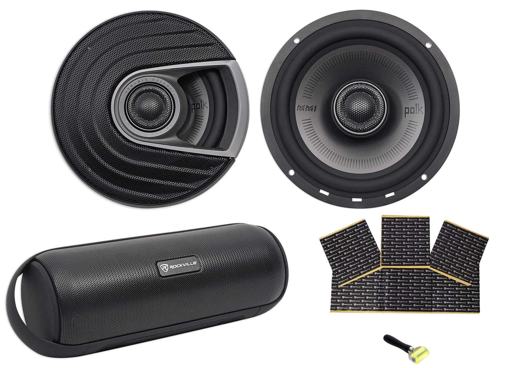 (2) Polk Audio MM652 6.5” 600w Car Audio/Marine Speakers+Rockmat+Free ...
