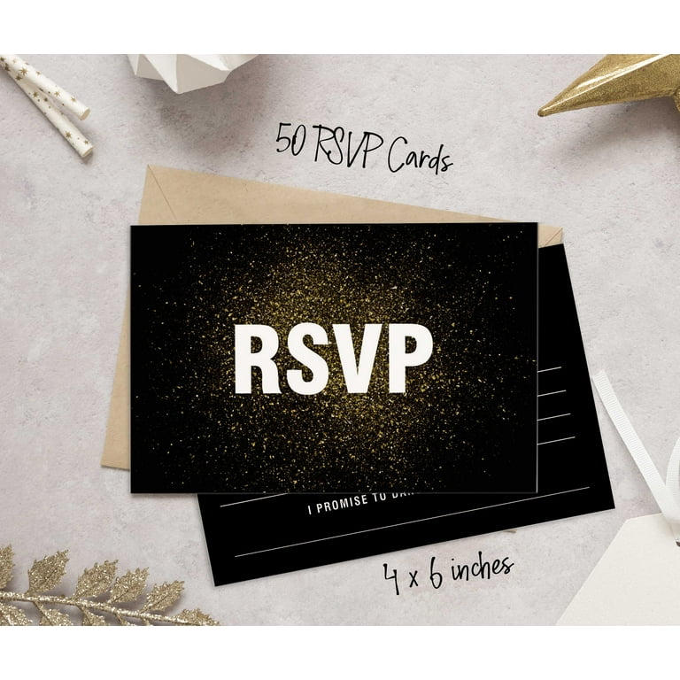 Blank Rsvp Cards Gold Printable Set Of Wedding Invitation Card