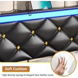 Mabor Queen Size Floating Bed Frame, Black, LED Lights, USB Ports ...