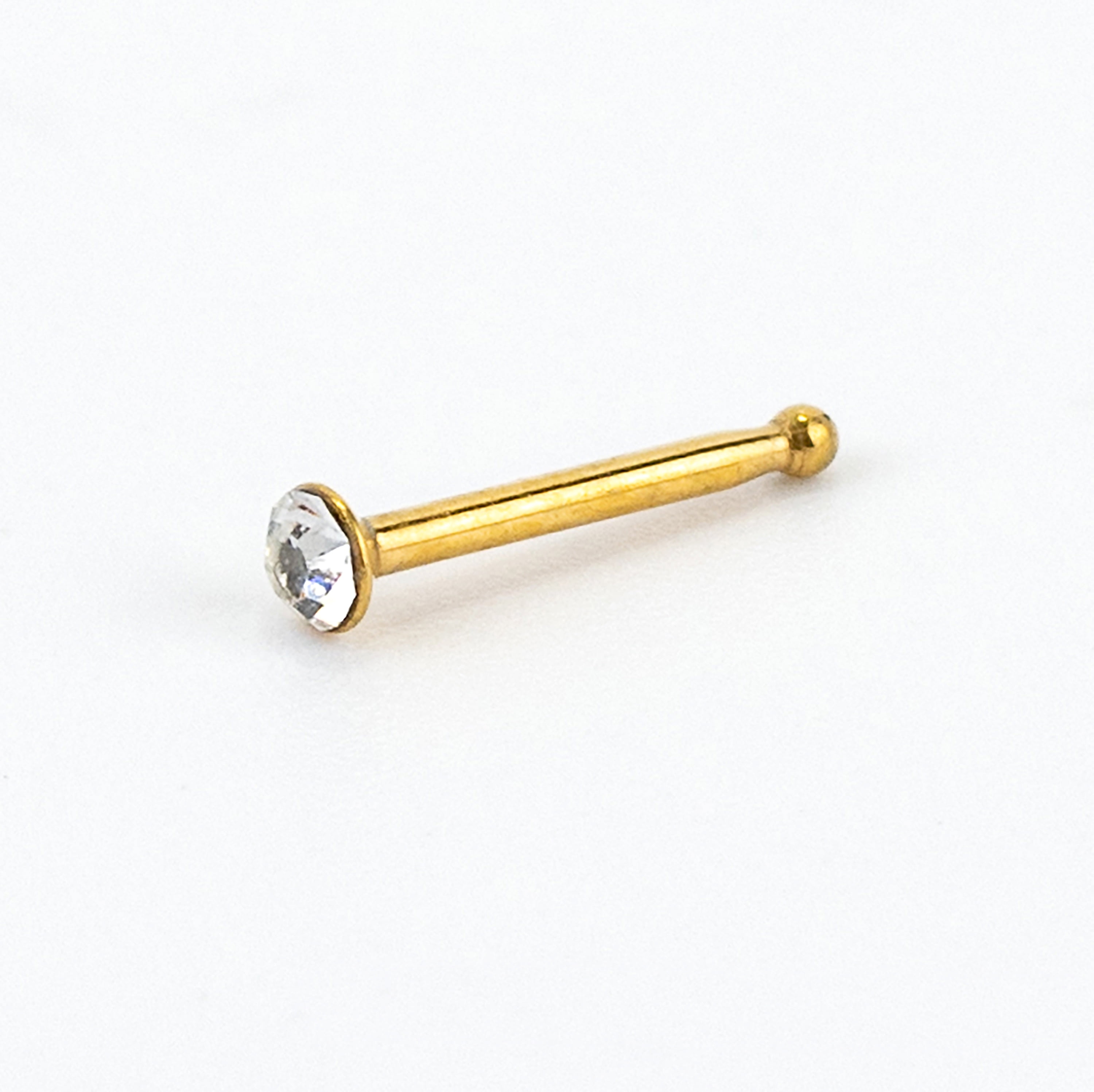 Claire's Adult Women's Gold 20G Crystal Nose Stud, Stainless Steel, 1 ...