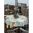 Cartoon Animals Round Outdoor Tablecloth with Umbrella Hole Cute Foxes ...