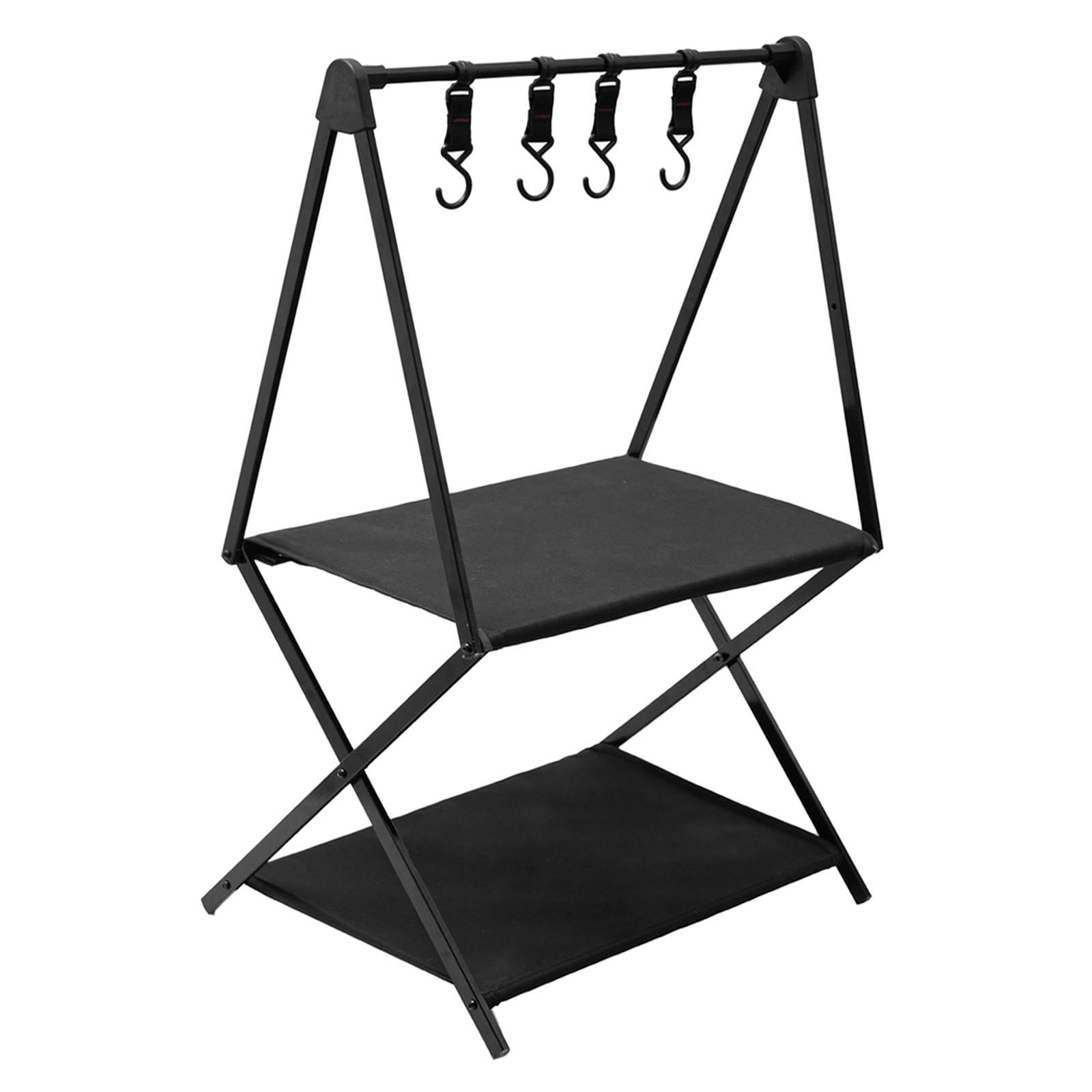 Camping Folding Storage Shelves with Hooks Storage Table Multi Function ...