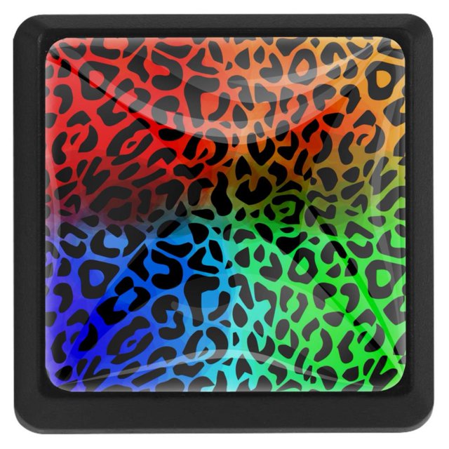 3 Pack Leopard Print Square Cabinet Door Knobs Decor for Cupboard ...