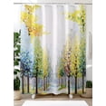 Birch Trees Path Shower Curtain, Leaves Autumn Forest Landscape ...