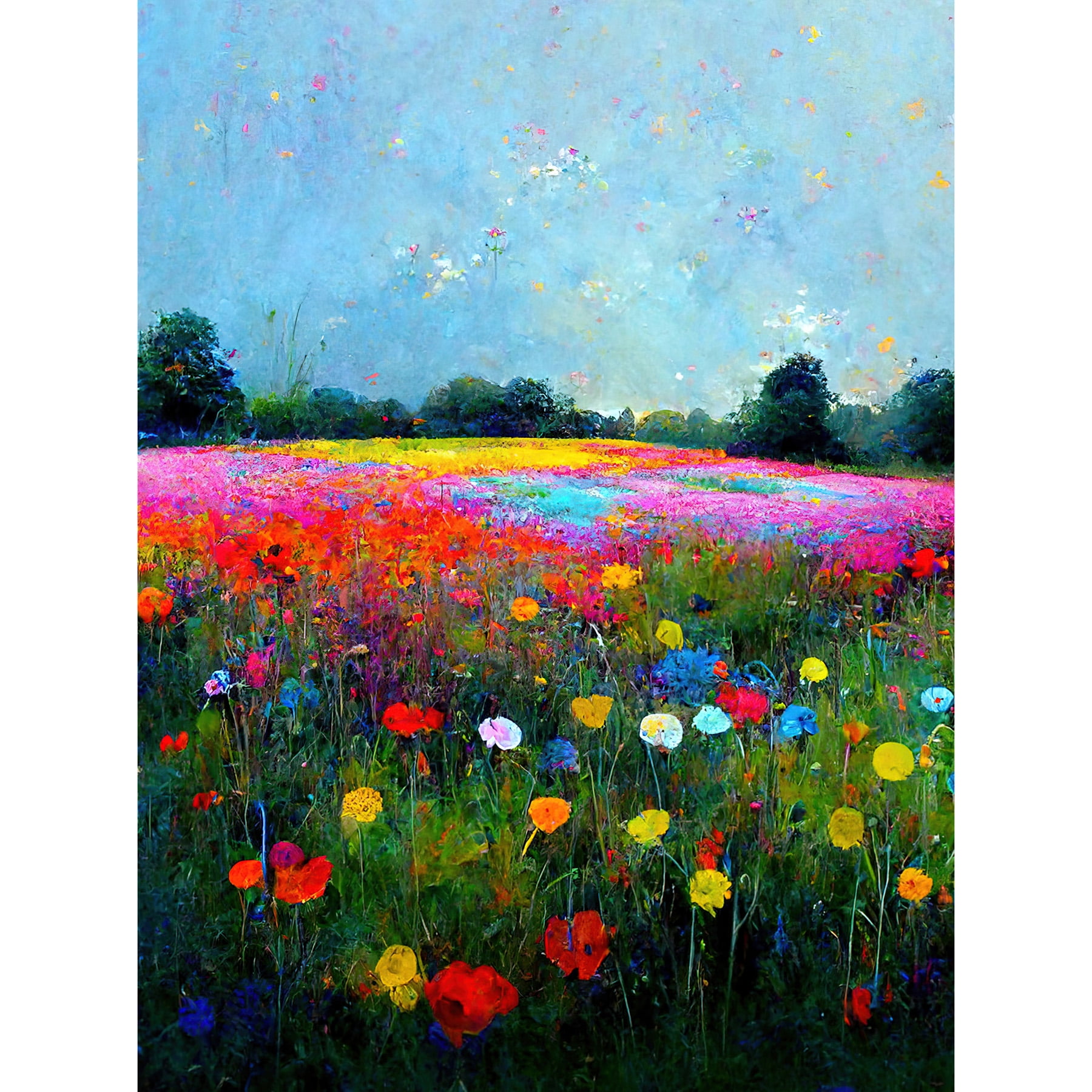 Delicate Wildflower Meadow Abstract Colourful Modern Unframed Wall Art ...