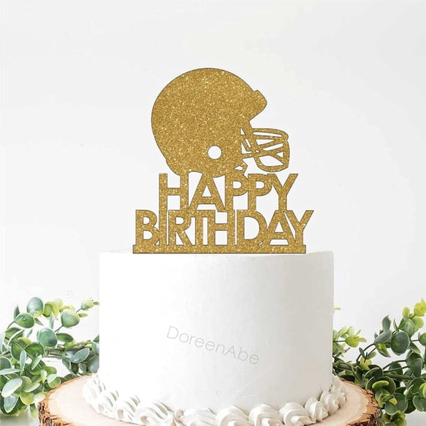 Birthday Cake Topper Gold Glitter, Football Cake Topper, Birthday Cake ...