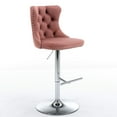 Adjustable Pink Swivel Bar Stools (25 - 33 Inches), Velvet Upholstered ...