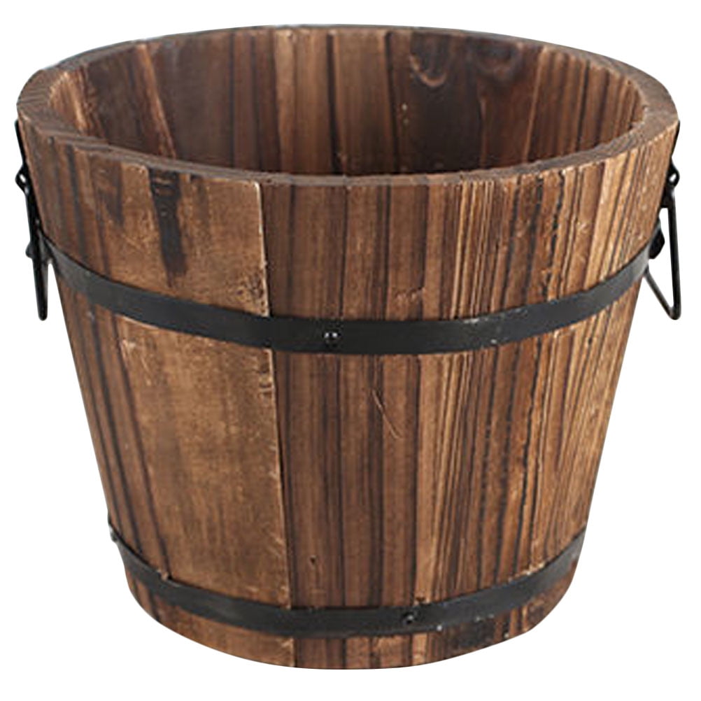 Wooden Flower Bucket Decorative Rustic Flower Pot Succulents Planter ...