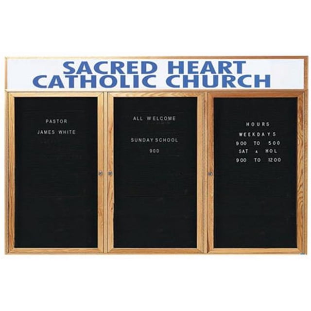 Aarco Products Enclosed Changeable Letter Board - Oak - 36in. H x 72in ...