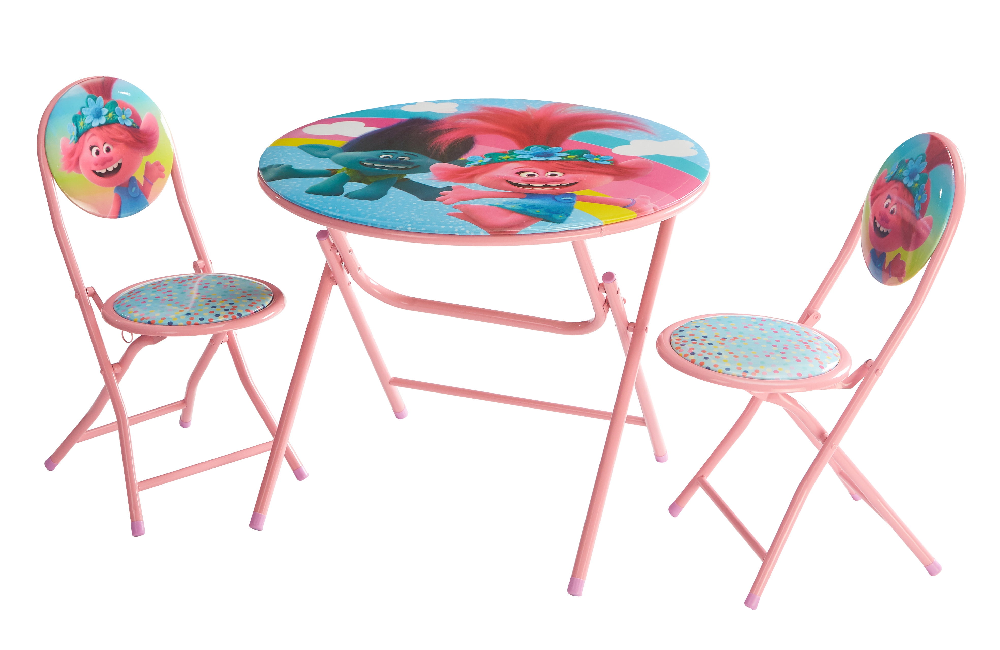Trolls 2 Printed Round 3 Piece Folding Table and Chair Set - Walmart.com