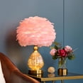 Feather Table Lamp with Dual Switch, Handmade Feather Shade & Blown ...