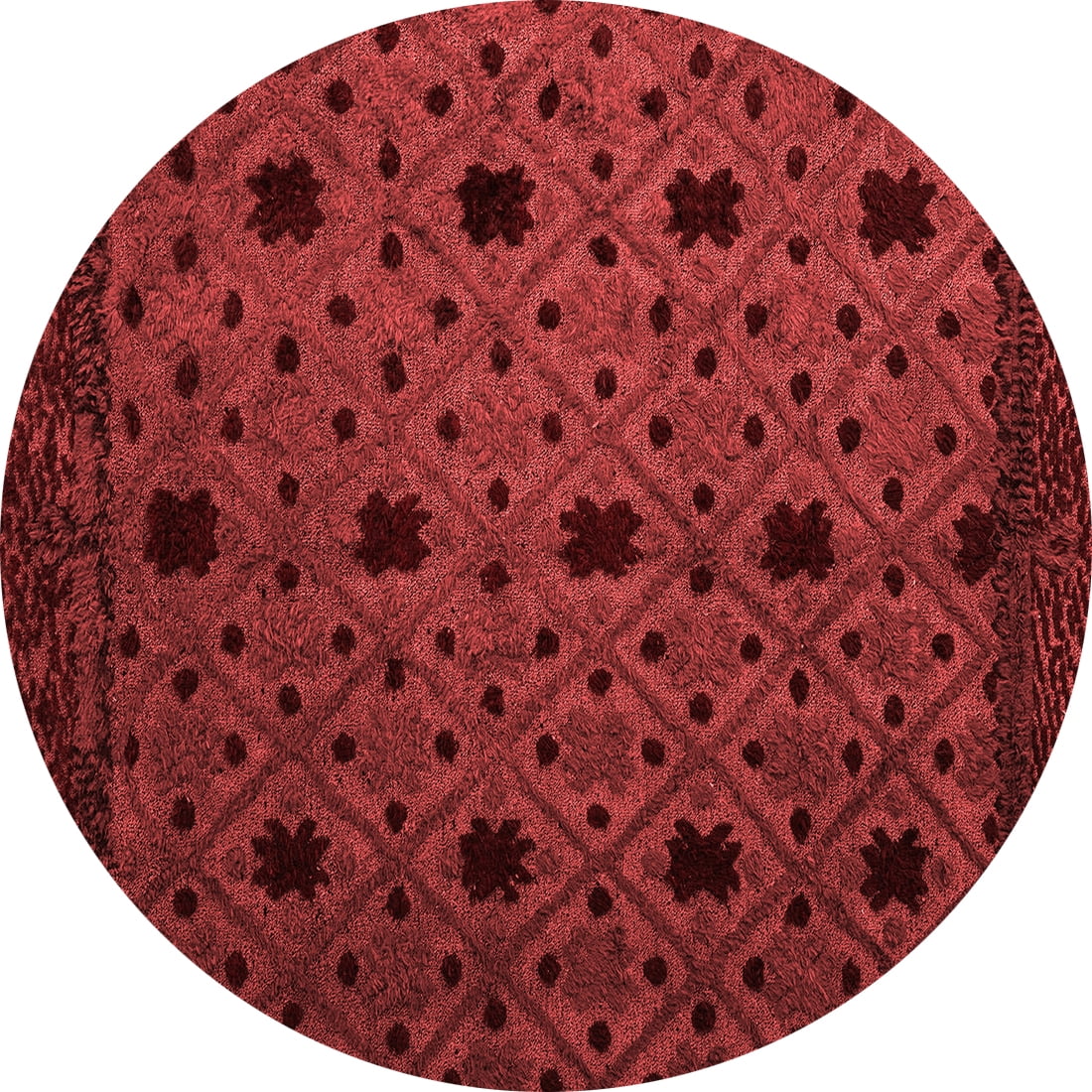 Ahgly Company Indoor Round Abstract Red Modern Area Rugs, 6' Round ...