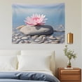 Chilfamy Pink Lotus Beach Rocks Polyester Wall Tapestry Anti Wrinkle ...
