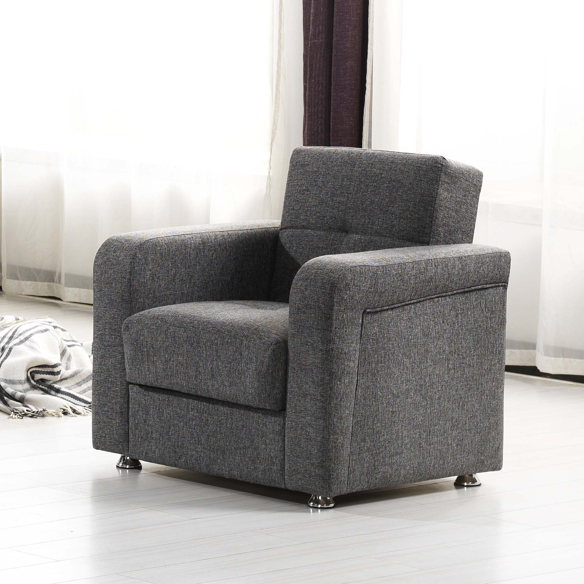 Ottomanson Symphony Convertible Arm Chair, Gray Chenille - Walmart.com