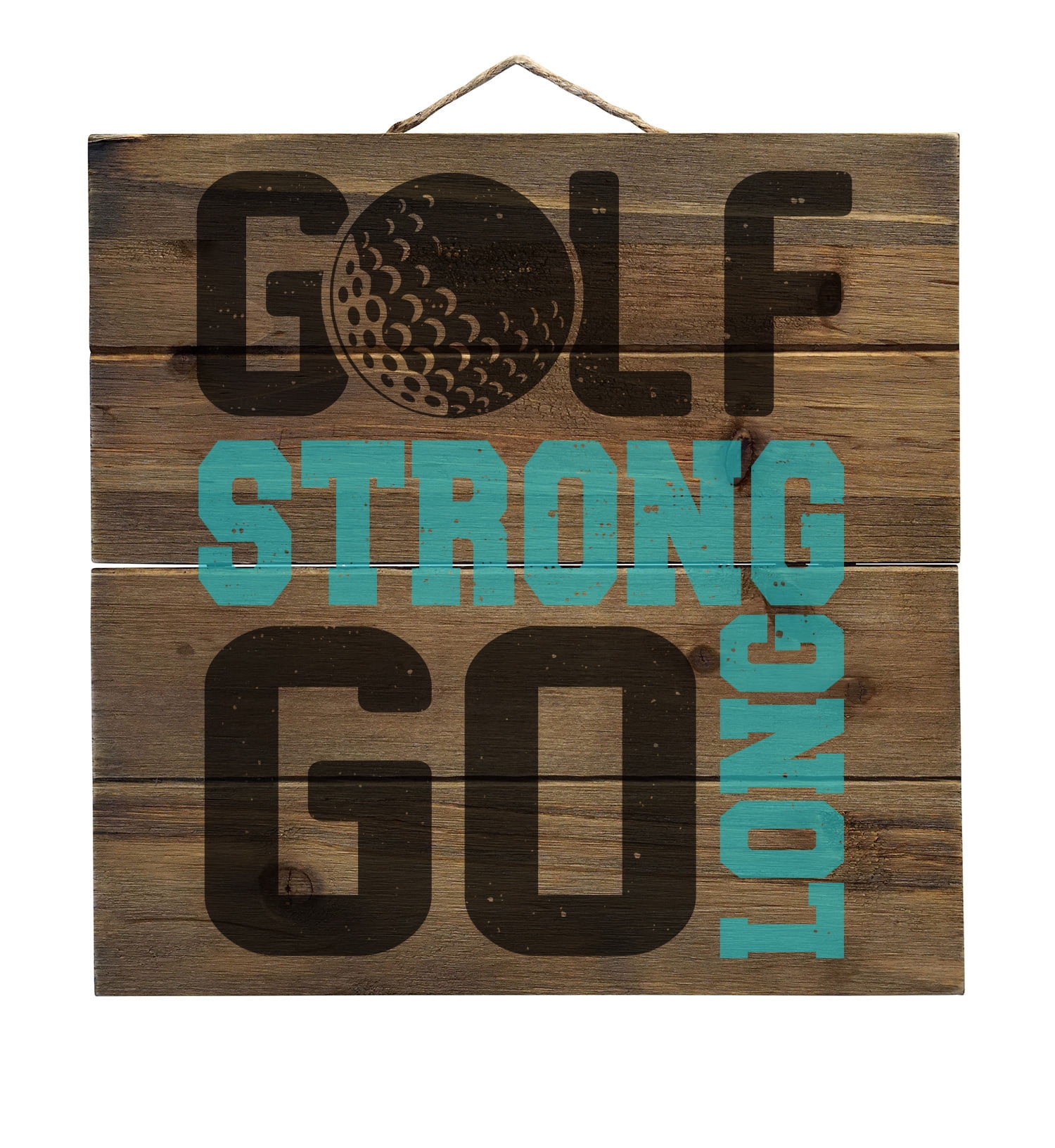 Golf Strong Go Long - Decorative REAL WOOD Wall Art - Faux Pallet Look ...