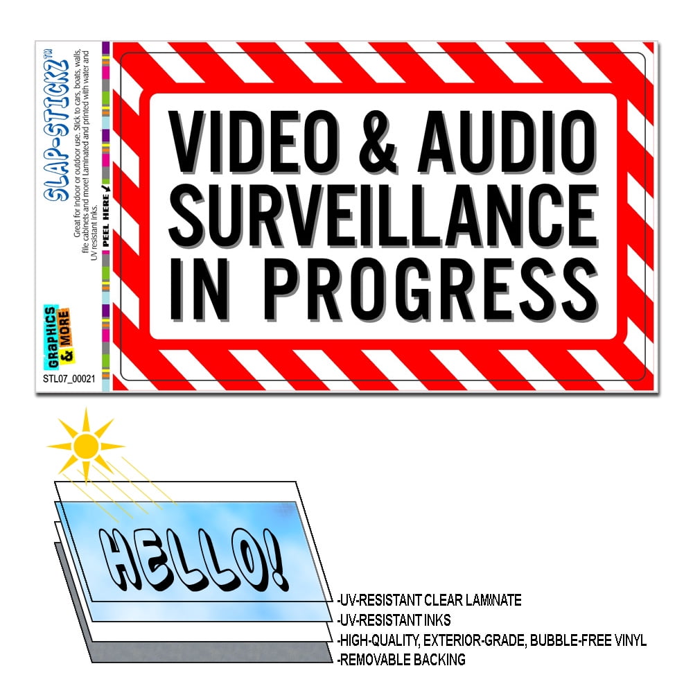 Video and Audio Surveillance in Progress - Business Sign SLAP-STICKZ(TM ...