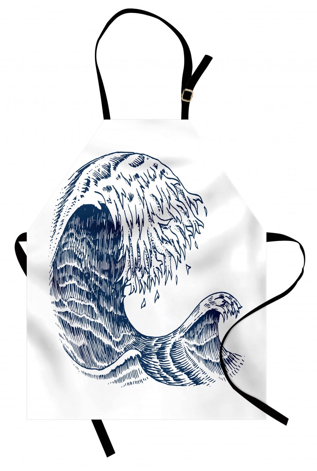 Sea Apron, Hokusai Inspired Atlantic Ocean Wave Colored Marine Hand ...
