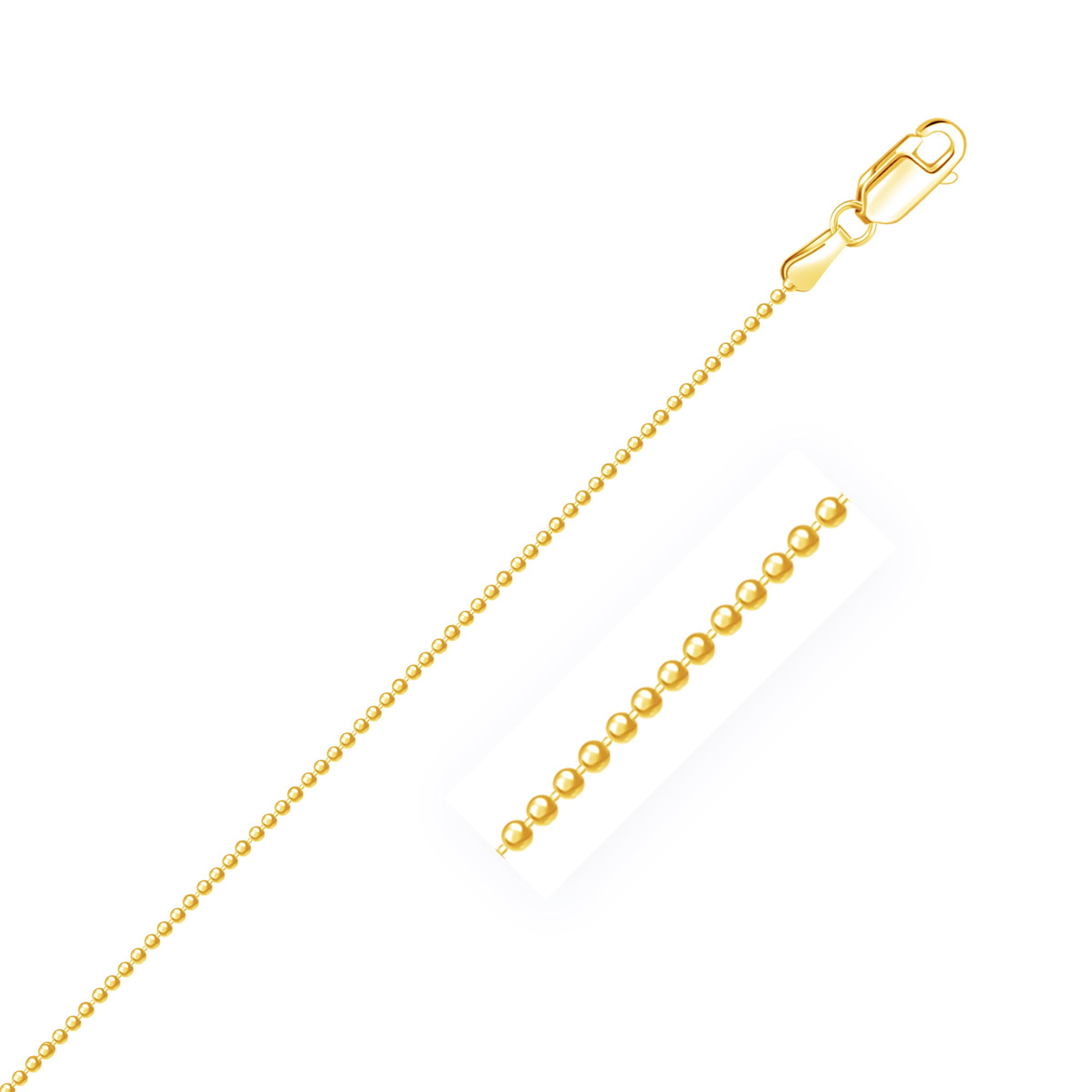 14k Yellow Gold Diamond-Cut Bead Chain Necklace 1.2mm - Walmart.com