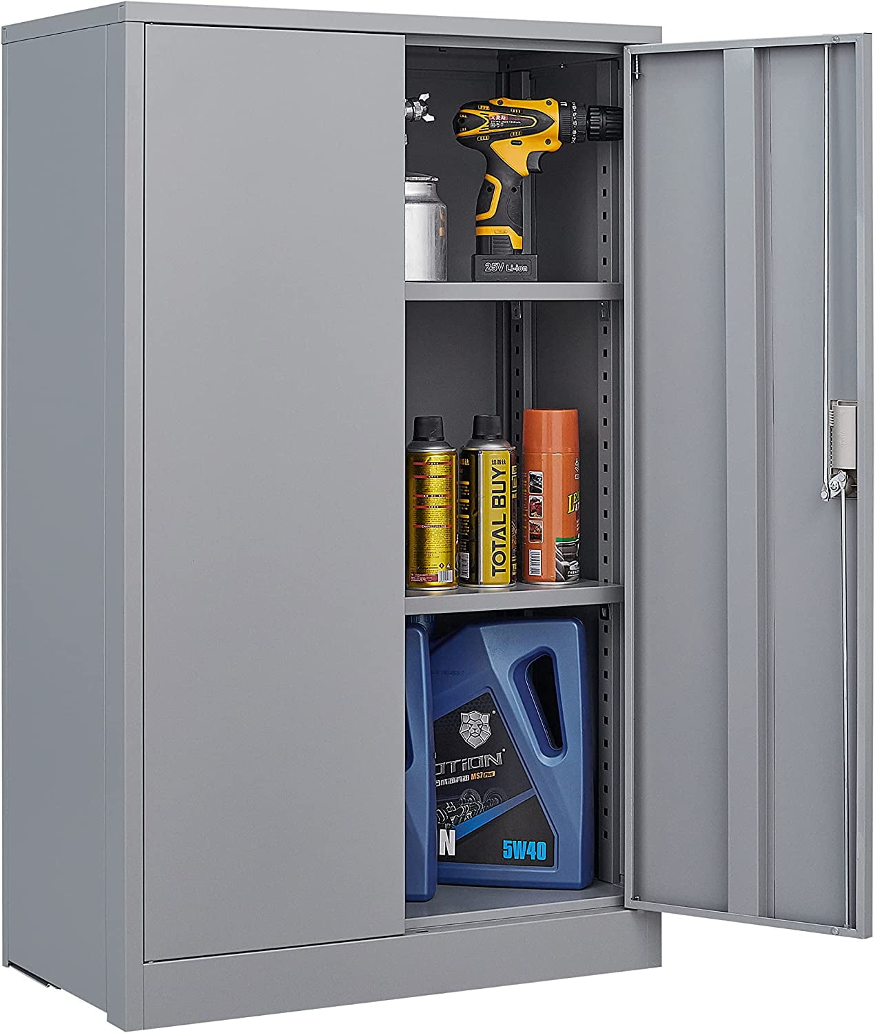 Miniyam Metal Storage Cabinet, 42-inch Tall Large Steel Utility Locker ...