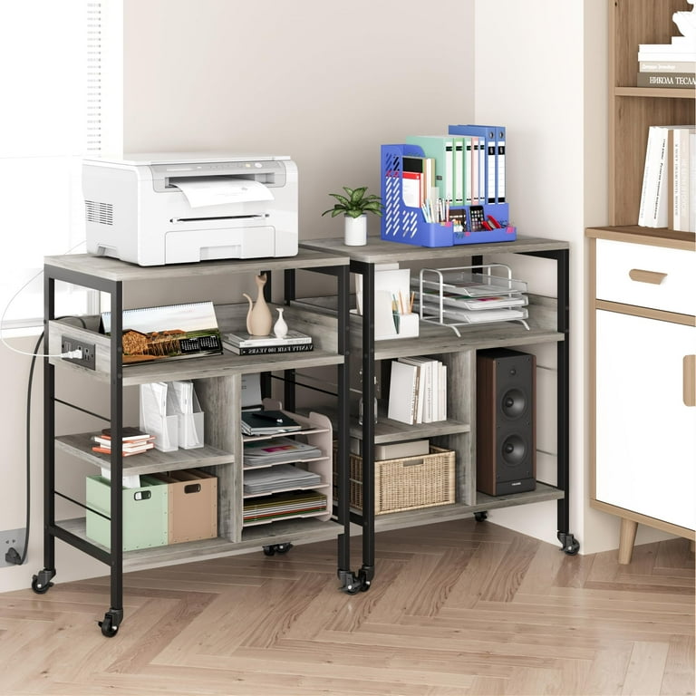 Printer Cabinet Stand Aboxoo Desktop Printer Stand With 3 Tier Wood