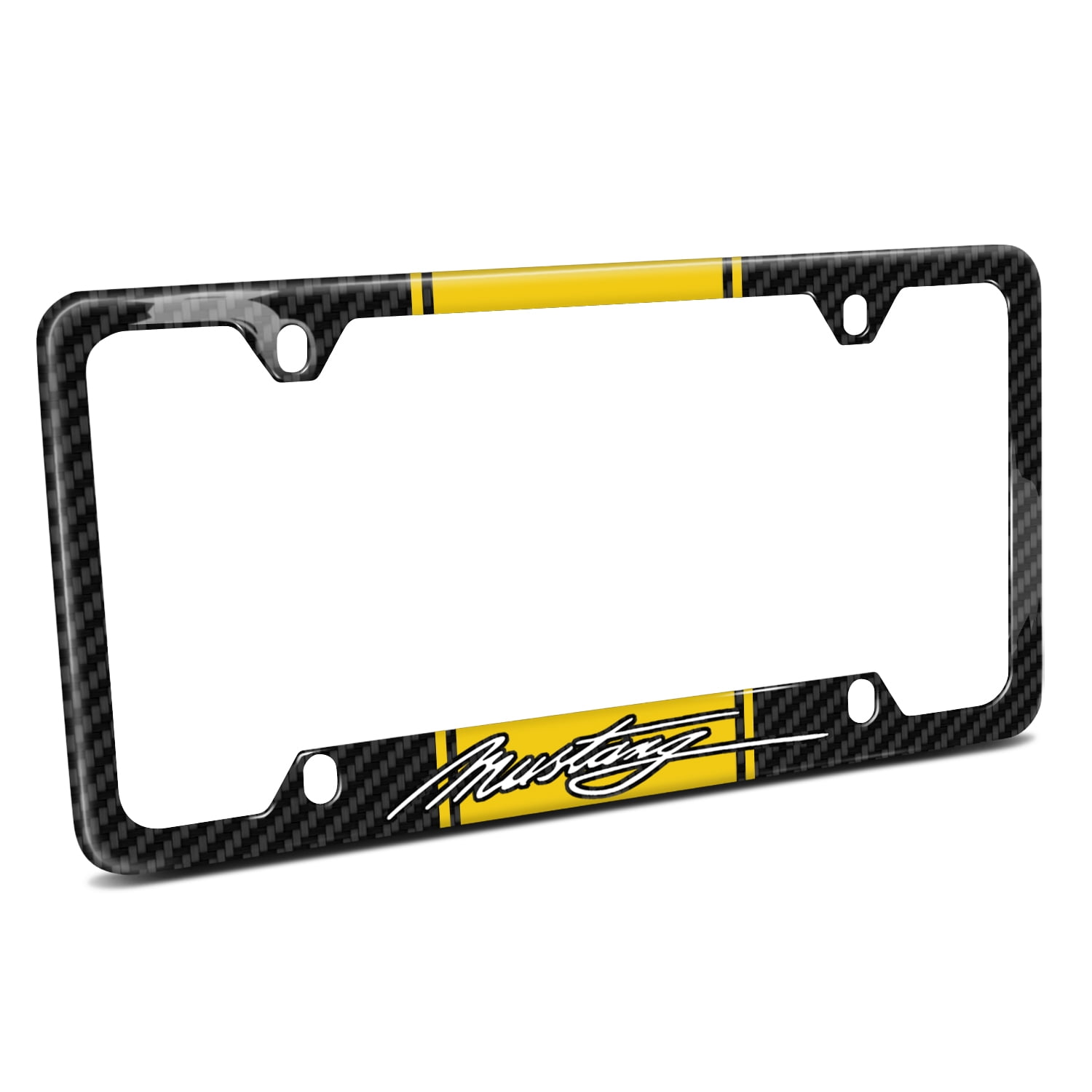 Ford Mustang Script Yellow Racing Stripe Black Real Carbon Fiber 50 ...