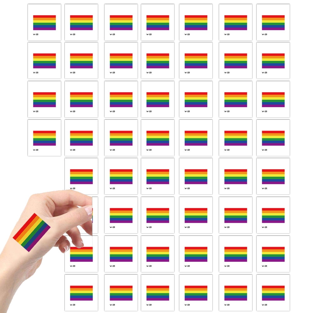 52 Pcs Pride Rainbow Temporary Tattoos Rainbow Flag Stickers Removable ...