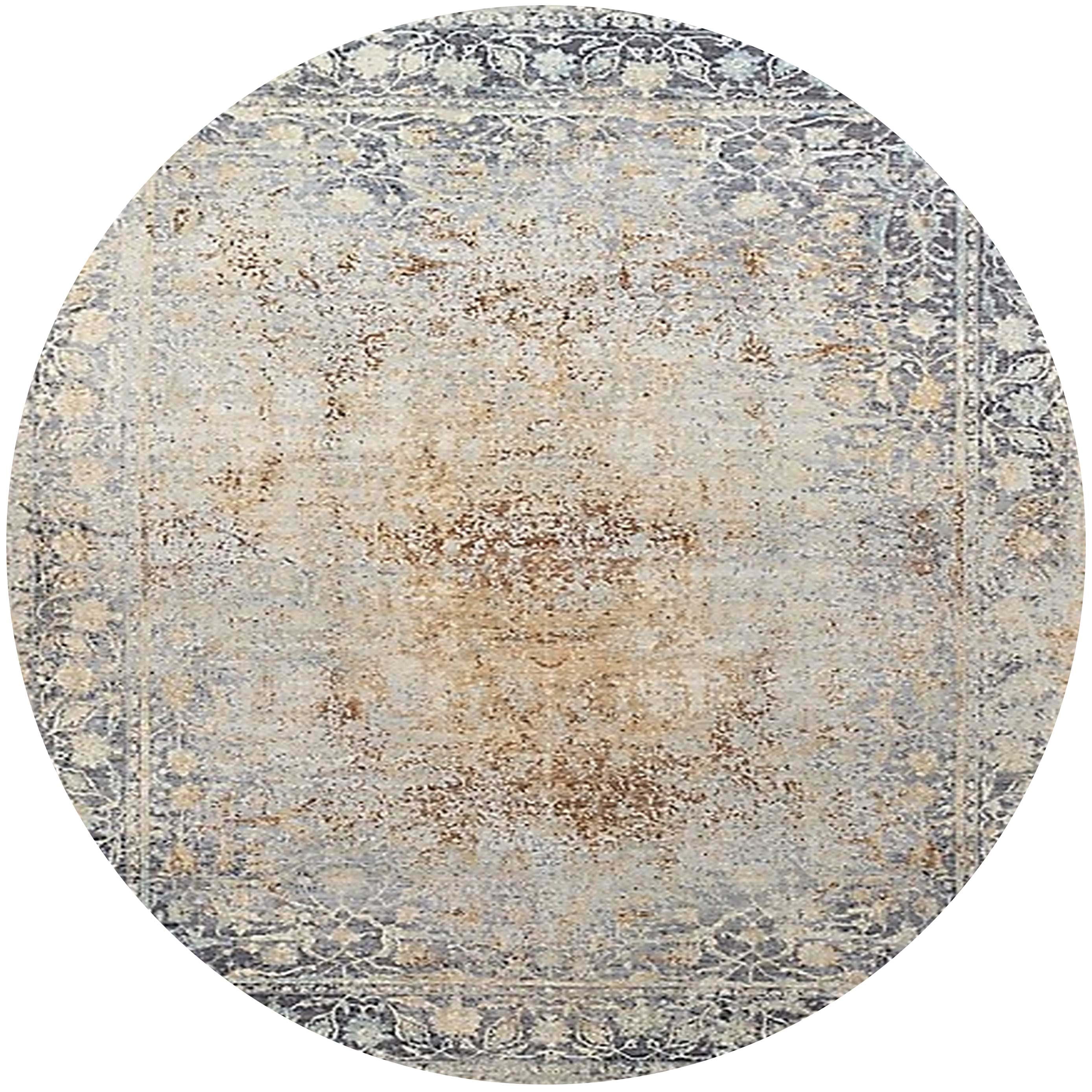 Ahgly Company Indoor Round Mid-Century Modern Rose Purple Oriental Area ...