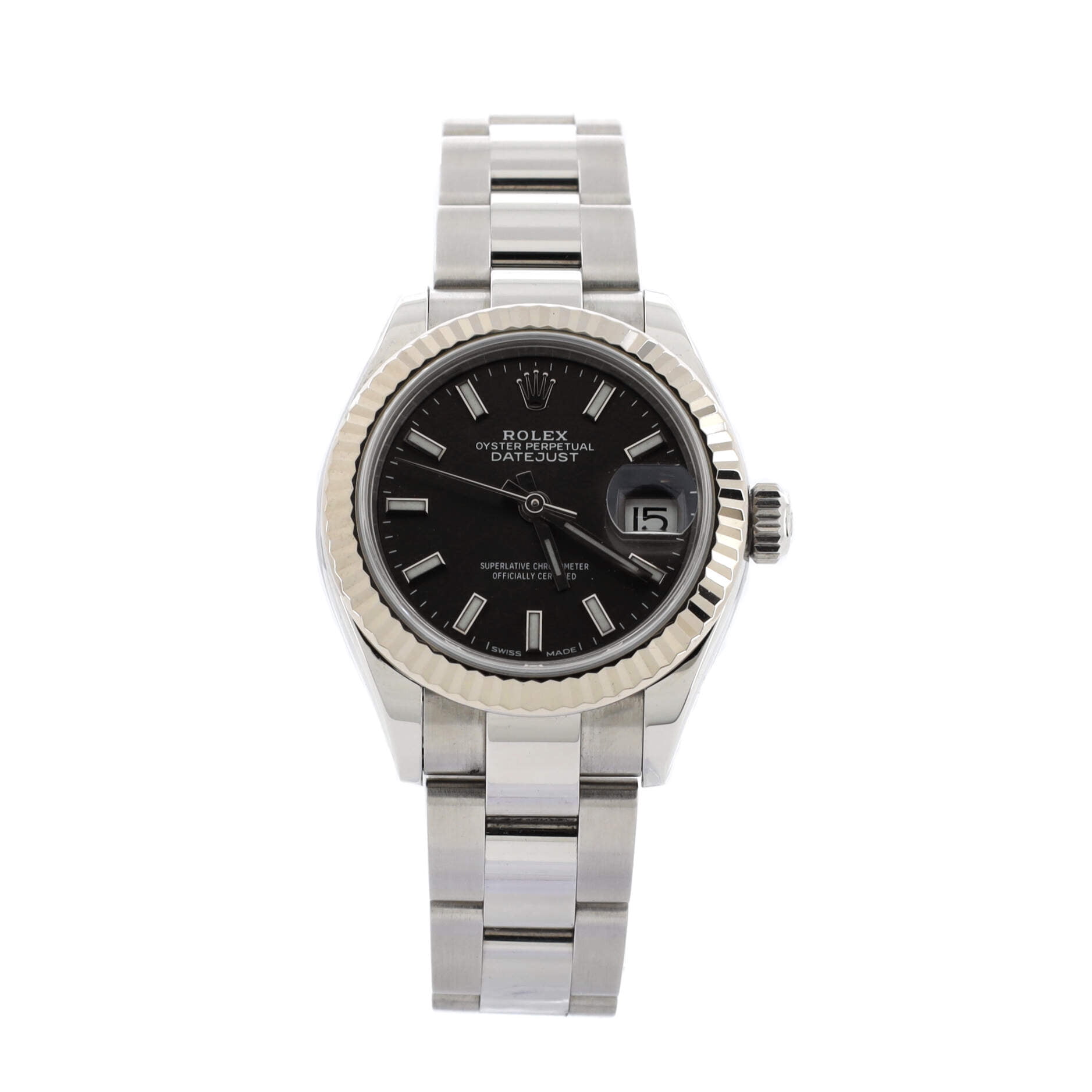 Pre-Owned Oyster Perpetual Datejust Dark Grey Automatic Watch Stainless ...